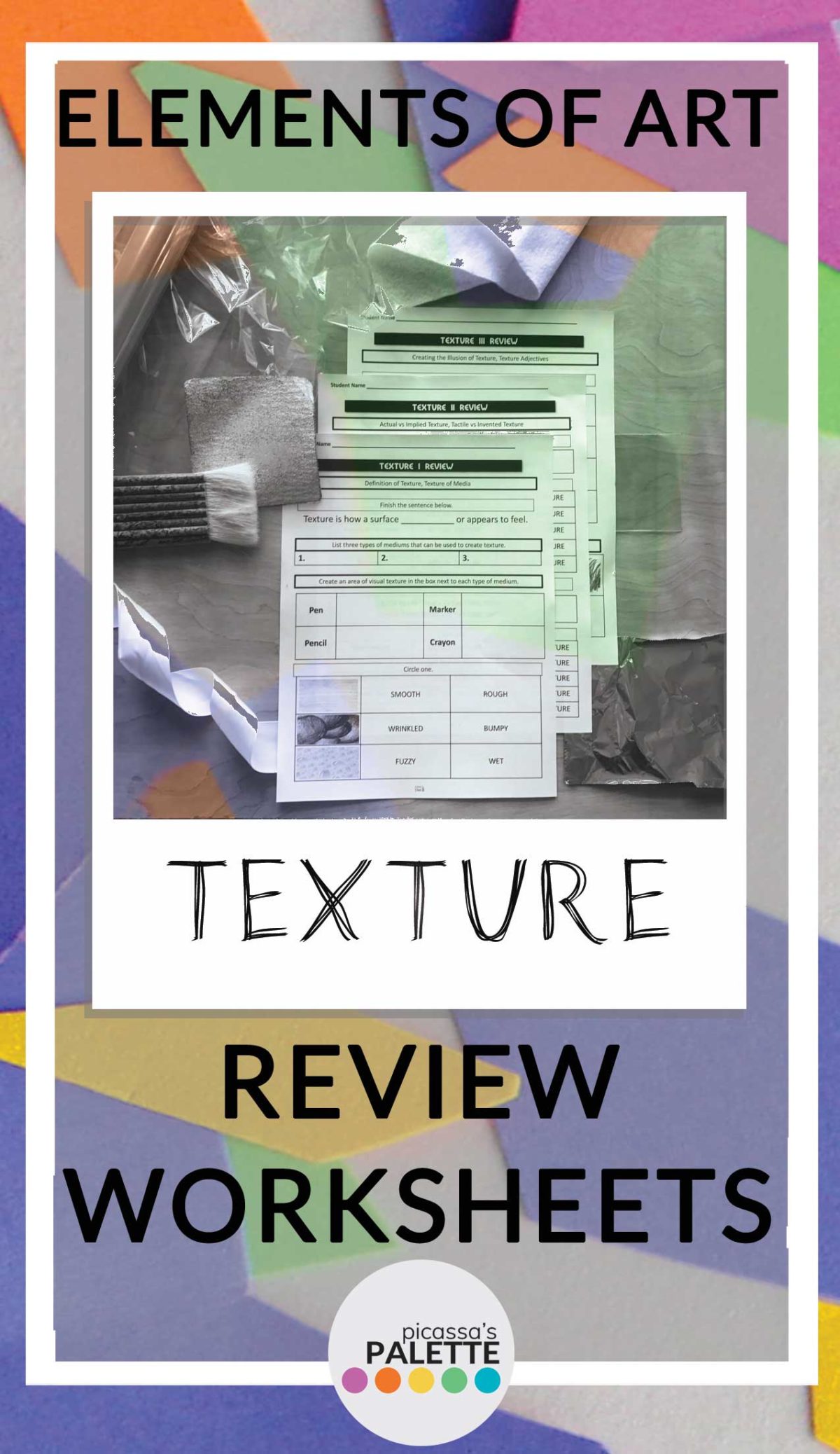 Elements of Art Worksheet REVIEW Packet - Bundled - Picassa's Palette